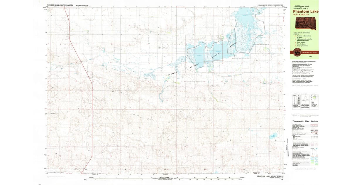 1981 Map of Phantom Lake, Bennett County, SD — High-Res | Pastmaps