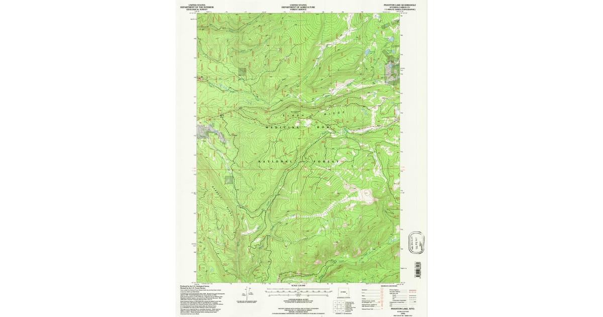 1992 Map of Phantom Lake, Carbon County, WY — High-Res | Pastmaps