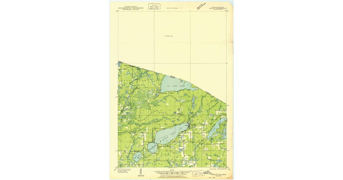 1950 Map of Phelps, Vilas County, WI — High-Res | Pastmaps