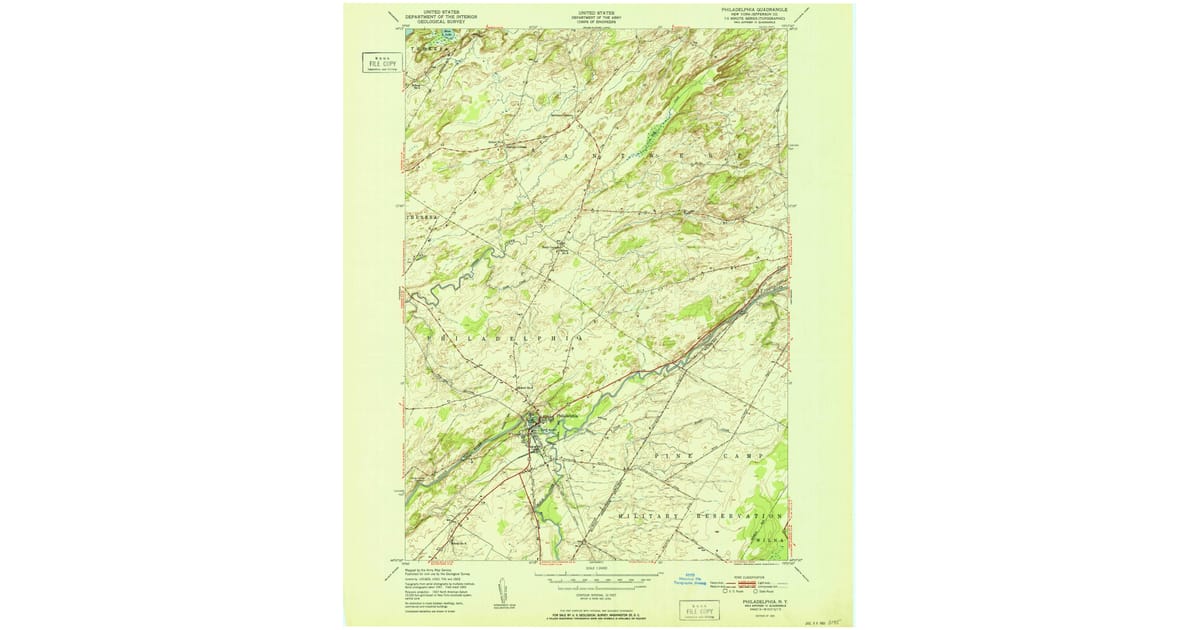 1951 Map of Philadelphia, Jefferson County, NY — High-Res | Pastmaps