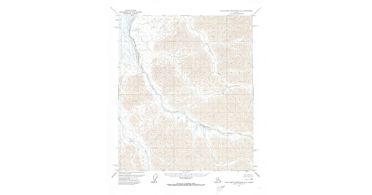 1971 Map of Philip Smith Mountains D-2, North Slope Borough, AK — High ...