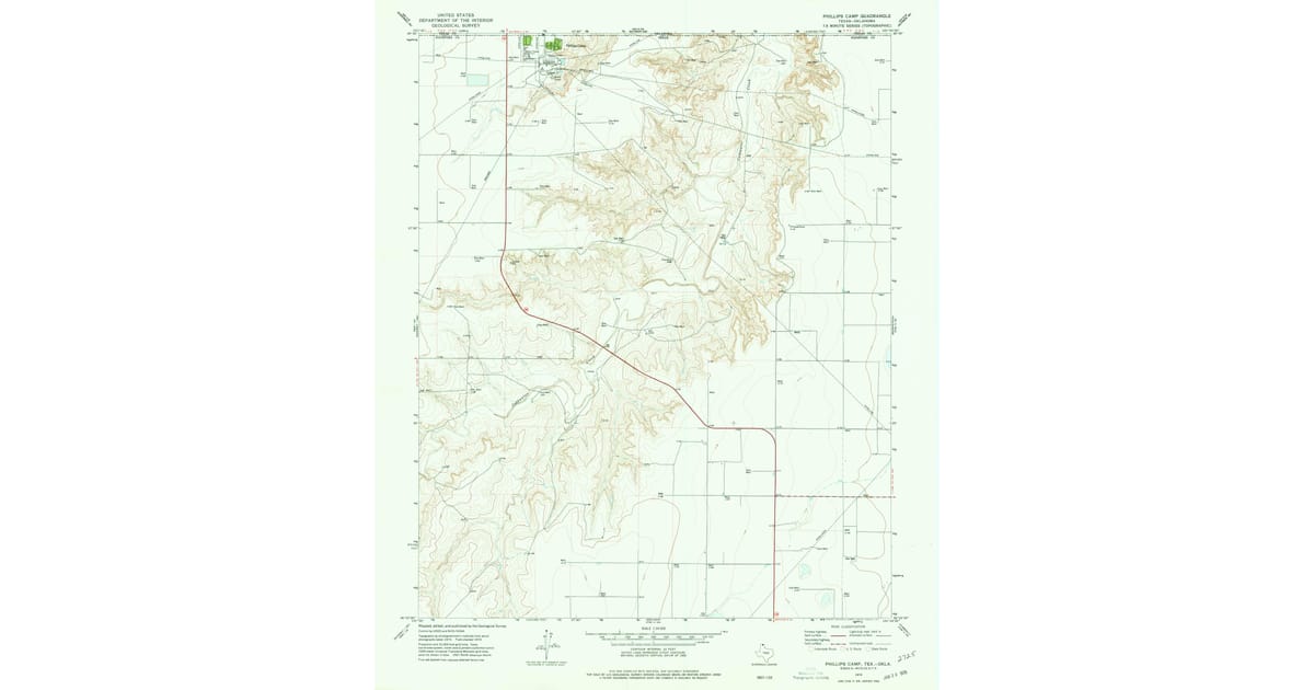 1974 Map of Phillips Camp, Hansford County, TX — High-Res | Pastmaps