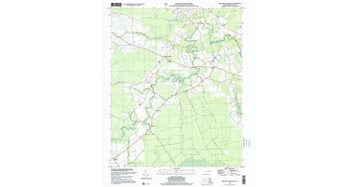 1997 Map of Phillips Crossroads, Jones County, NC — High-Res | Pastmaps
