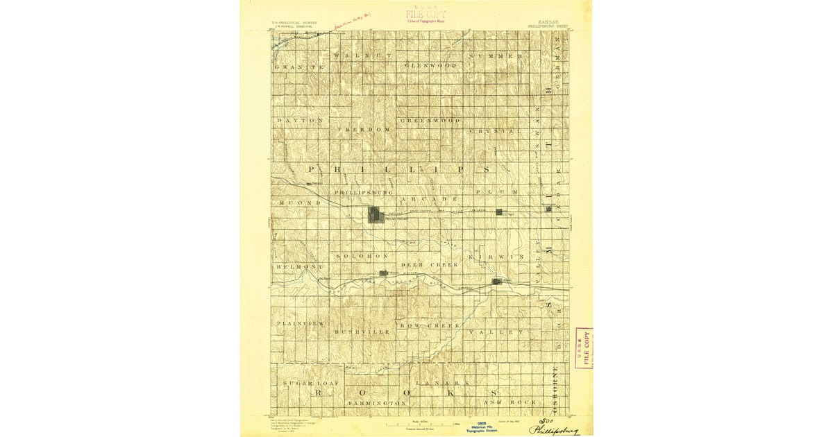 Old Maps of Woodruff, KS for Academic Research | Pastmaps