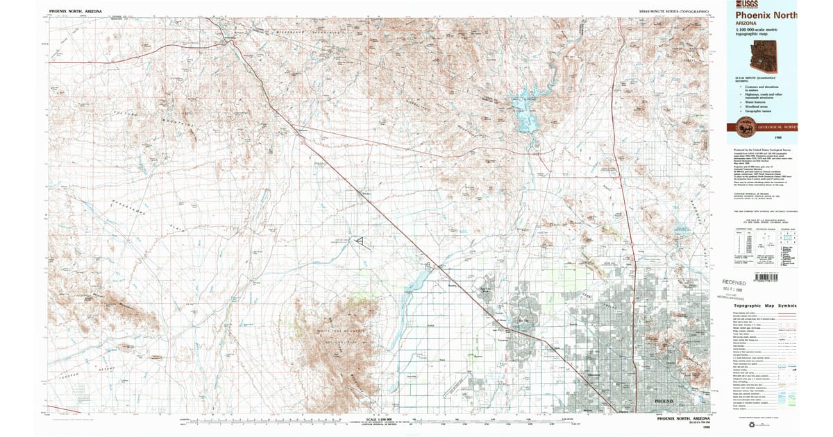 1988 Map of Phoenix North, Maricopa County, AZ — High-Res | Pastmaps