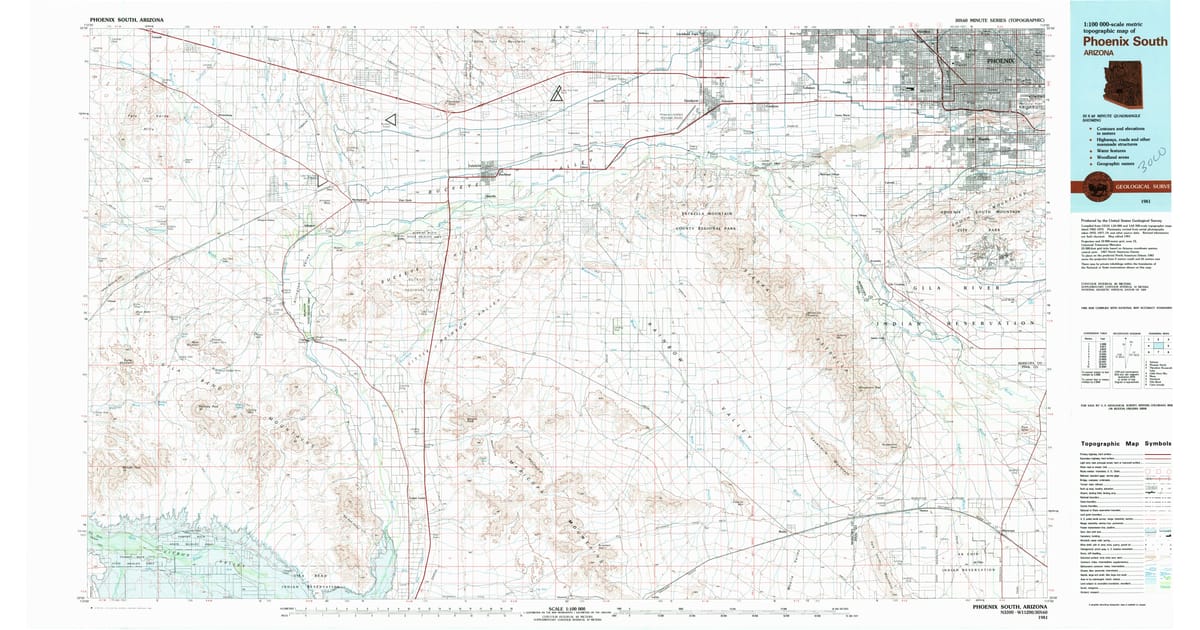 1981 Map of Phoenix South, Maricopa County, AZ — High-Res, 1981 Print ...