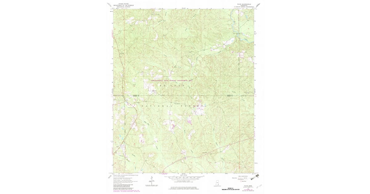 1964 Map of Piave, Wayne County, MS — High-Res, 1982 Print | Pastmaps