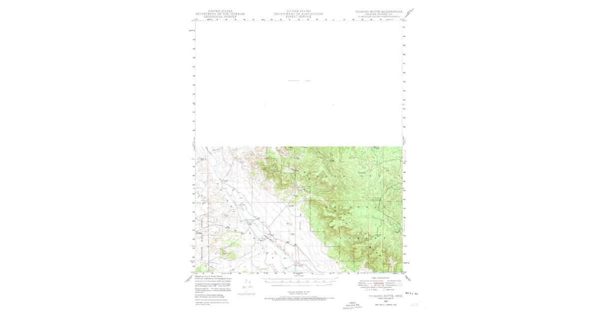 1947 Map of Picacho Butte, Yavapai County, AZ — High-Res, 1973 Print ...