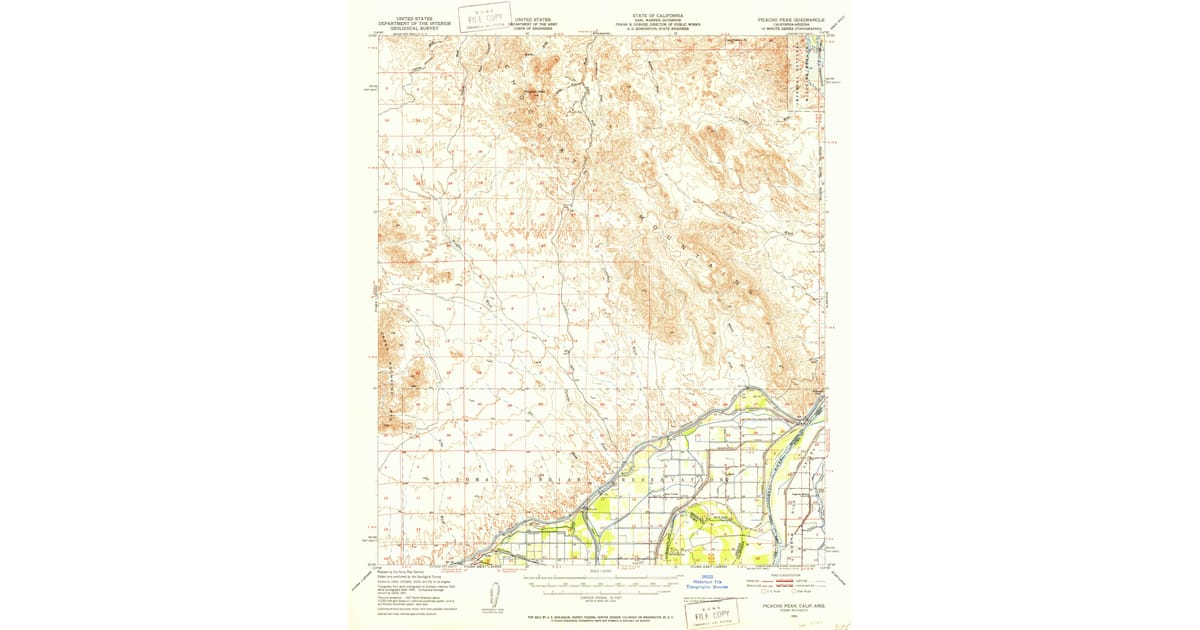 1951 Map of Picacho Peak, Imperial County, CA — High-Res | Pastmaps