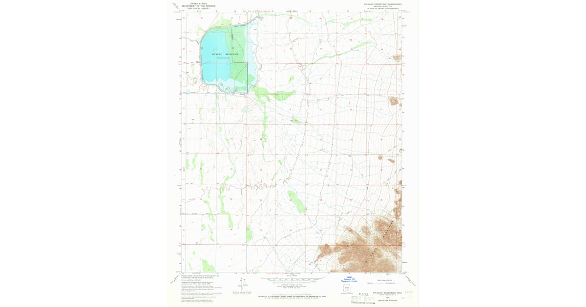 1965 Map of Picacho Reservoir, Pinal County, AZ — High-Res | Pastmaps