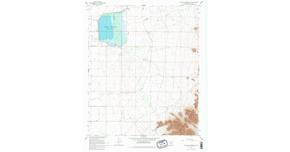 1968 Map of Picacho Reservoir, Pinal County, AZ — High-Res | Pastmaps