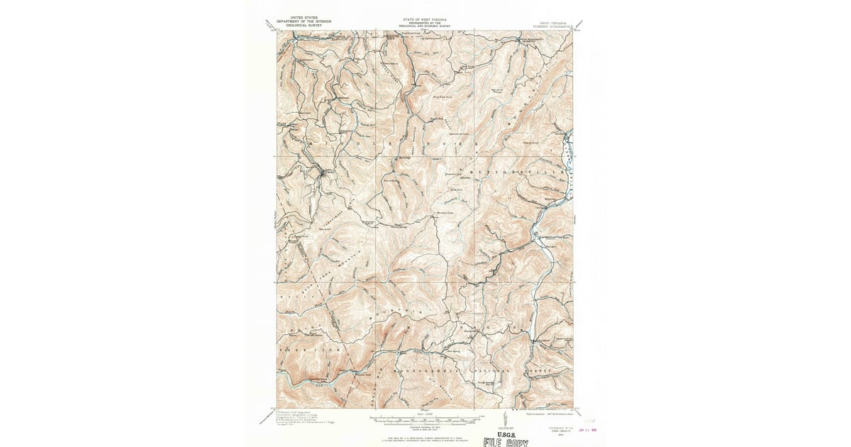 1913 Map of Pickens, WV — High-Res, 1970 Print | Pastmaps