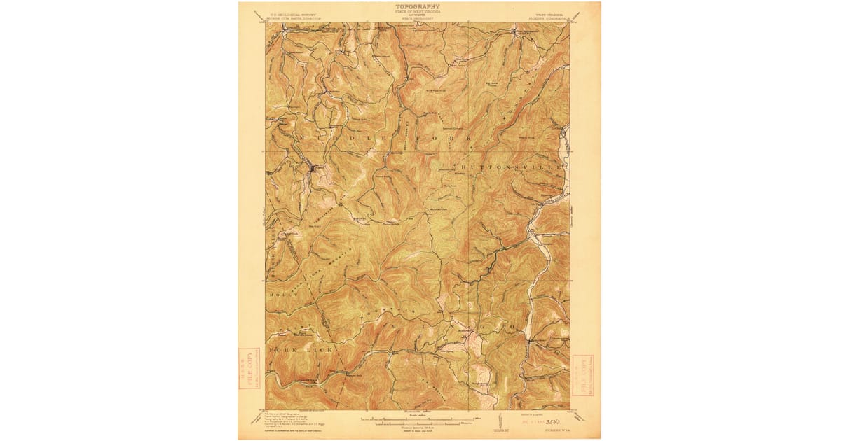 1915 Map of Pickens, WV — High-Res, 1915 Print #2 | Pastmaps