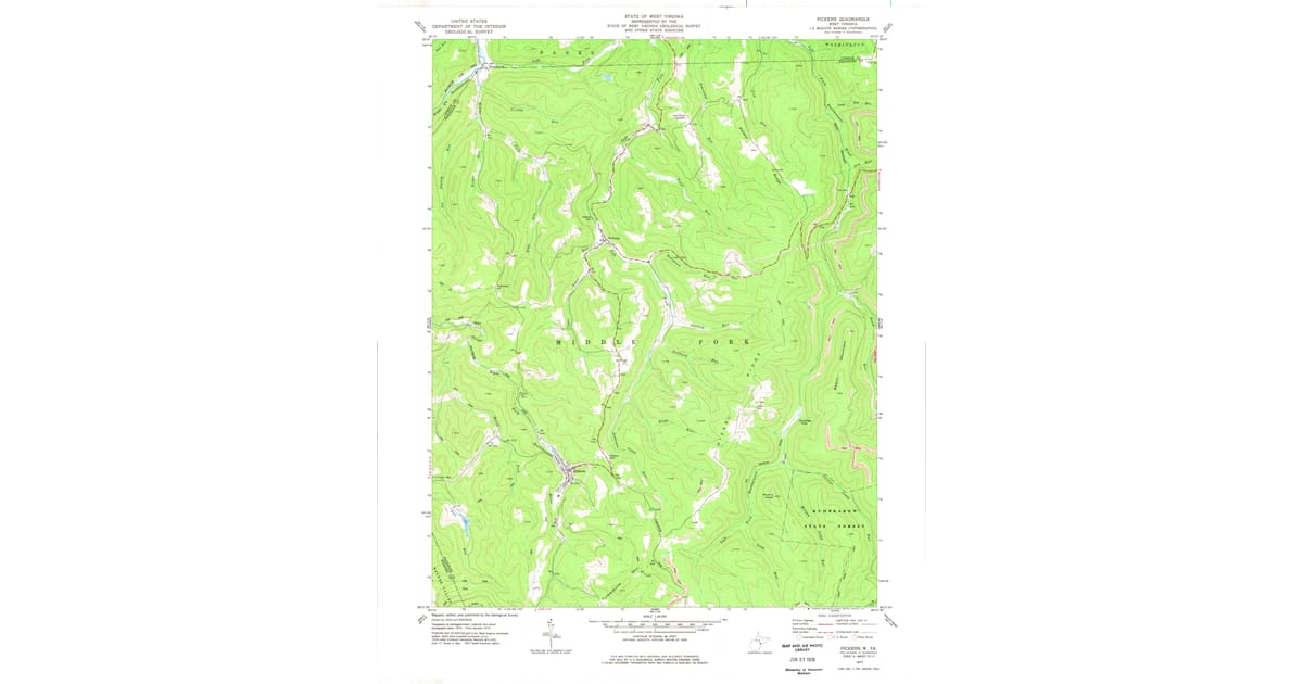 1977 Map of Pickens, WV — High-Res | Pastmaps