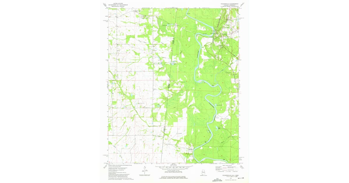 1974 Map of Pickensville, AL — High-Res | Pastmaps