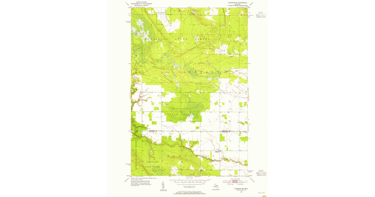 1953 Map of Pickford NW, Chippewa County, MI — High-Res | Pastmaps