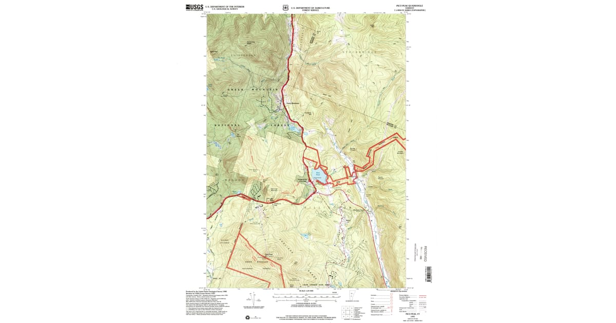 1997 Map of Pico Peak, Rutland County, VT — High-Res | Pastmaps