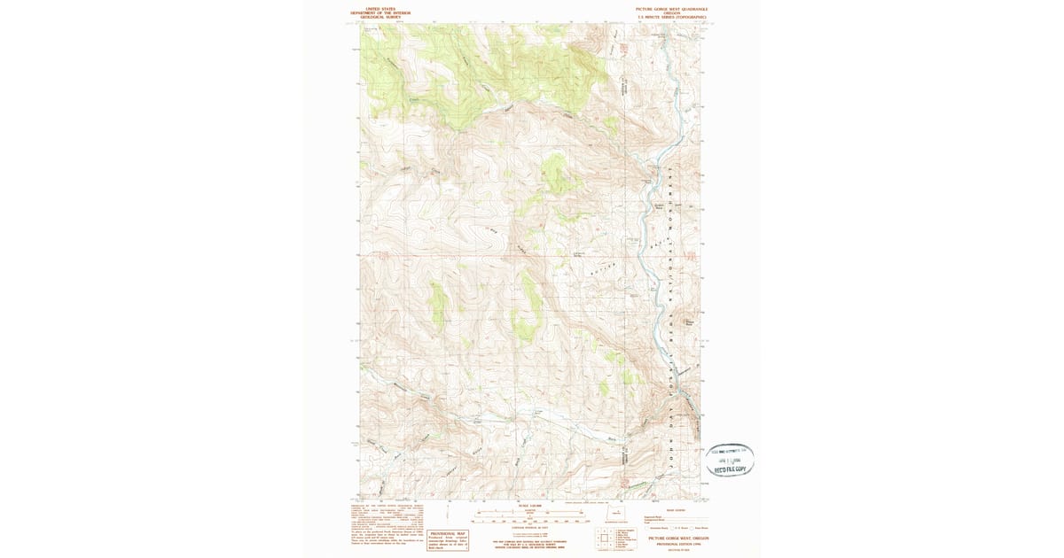 1990 Map of Picture Gorge West, Wheeler County, OR — High-Res | Pastmaps