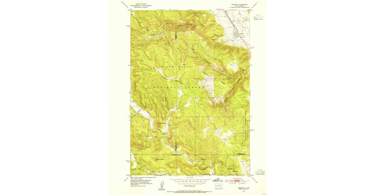 1953 Map of Piedmont, SD — High-Res | Pastmaps
