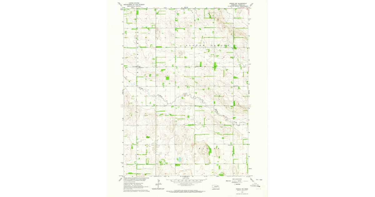 1963 Map of Pierce NW, Pierce County, NE — High-Res | Pastmaps