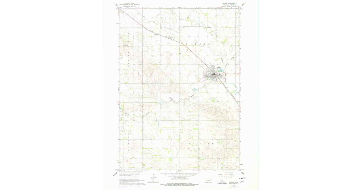 1963 Map of Pierce, NE — High-Res, 1977 Print | Pastmaps