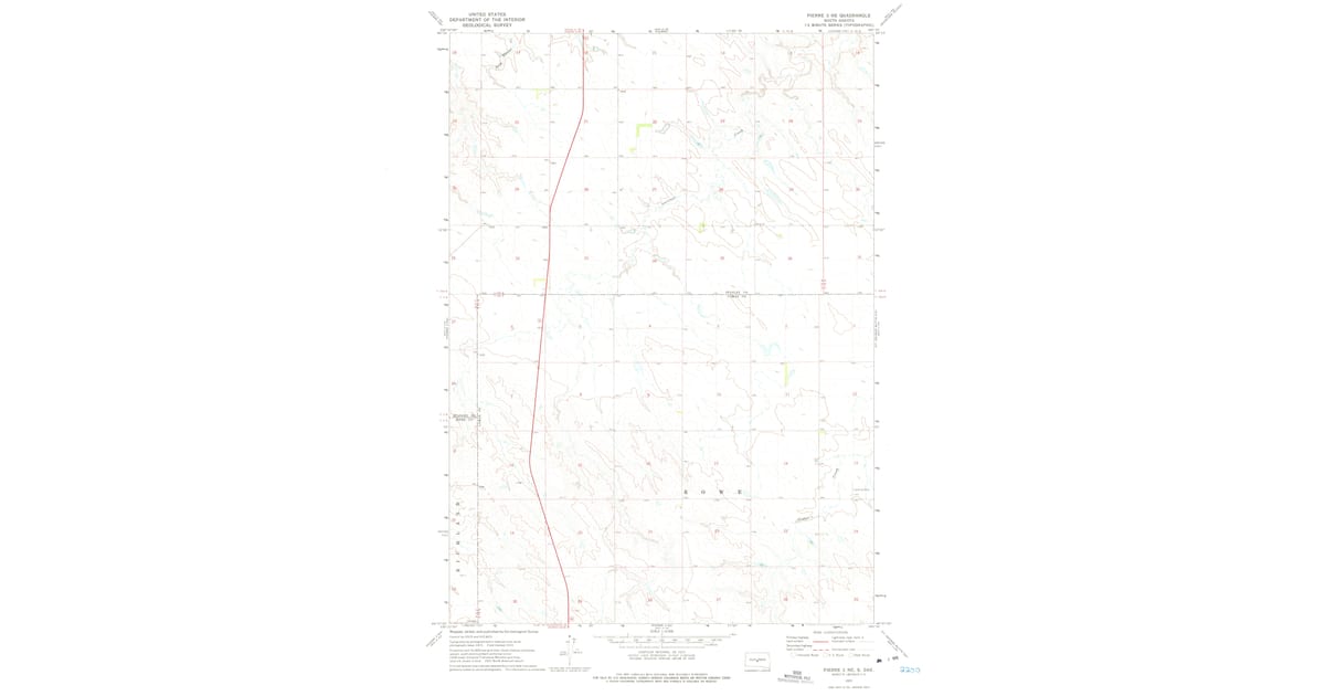 1972 Map of Pierre 3 NE, Lyman County, SD — High-Res | Pastmaps