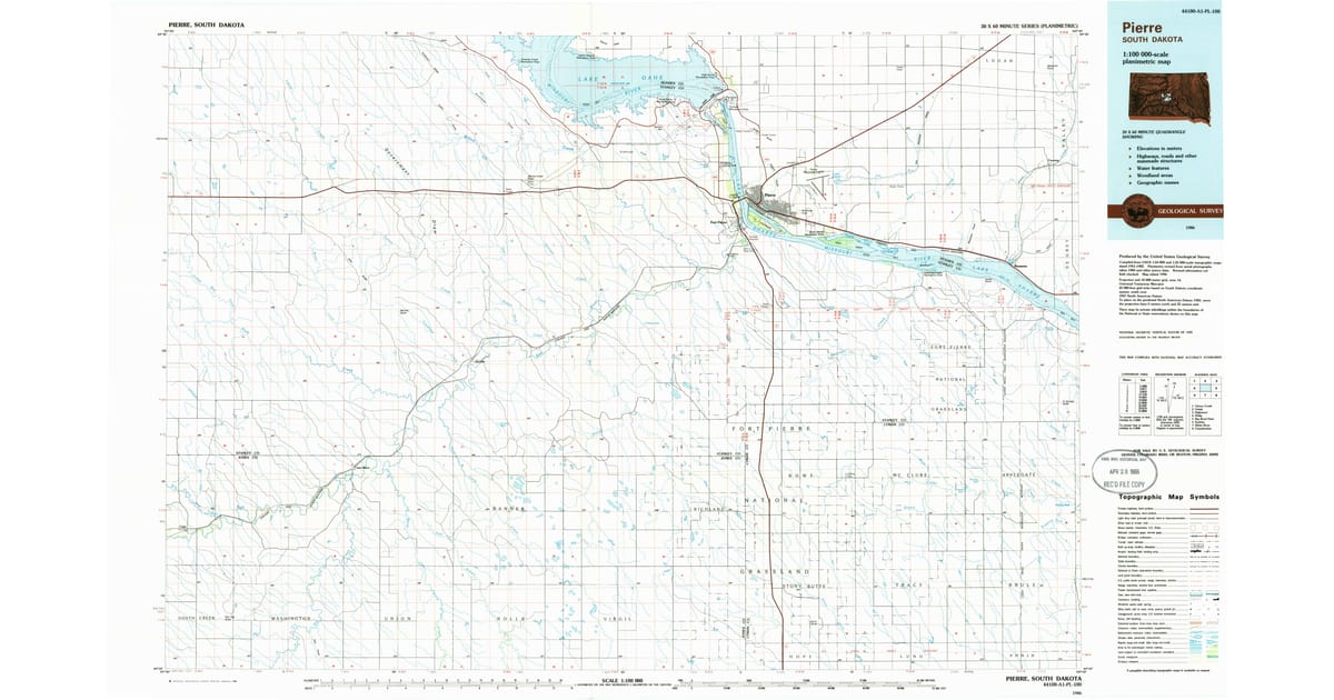 1986 Map of Pierre, SD — High-Res | Pastmaps