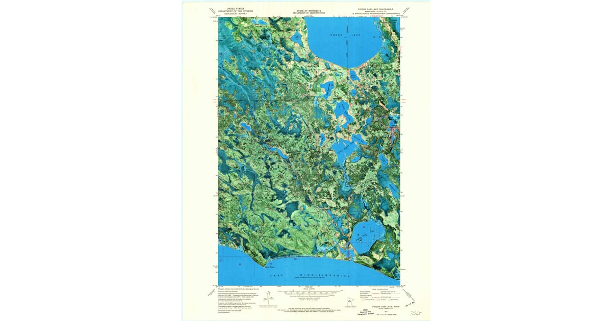 1971 Map of Pigeon Dam Lake, Itasca County, MN — High-Res | Pastmaps