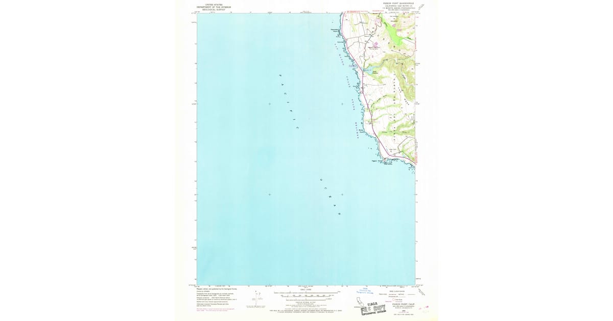 1955 Map of Pigeon Point, San Mateo County, CA — High-Res, 1969 Print ...