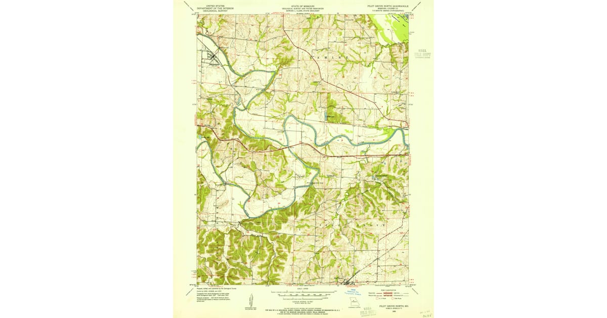 1953 Map of Pilot Grove North, Cooper County, MO — High-Res | Pastmaps