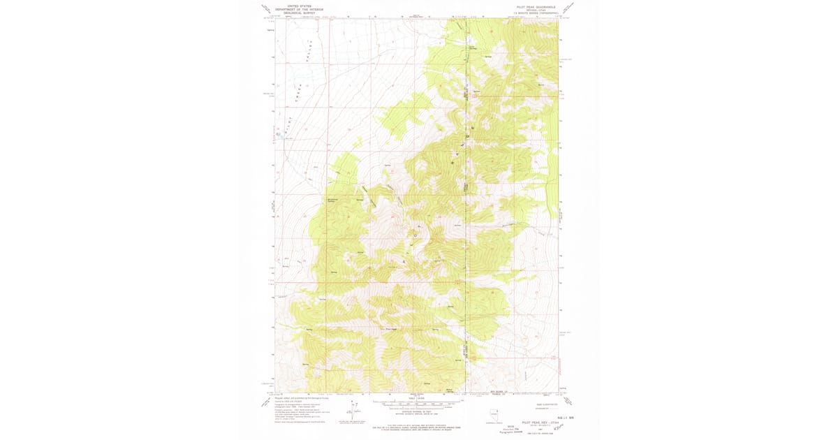 1967 Map of Pilot Peak, Elko County, NV — High-Res, 1978 Print | Pastmaps