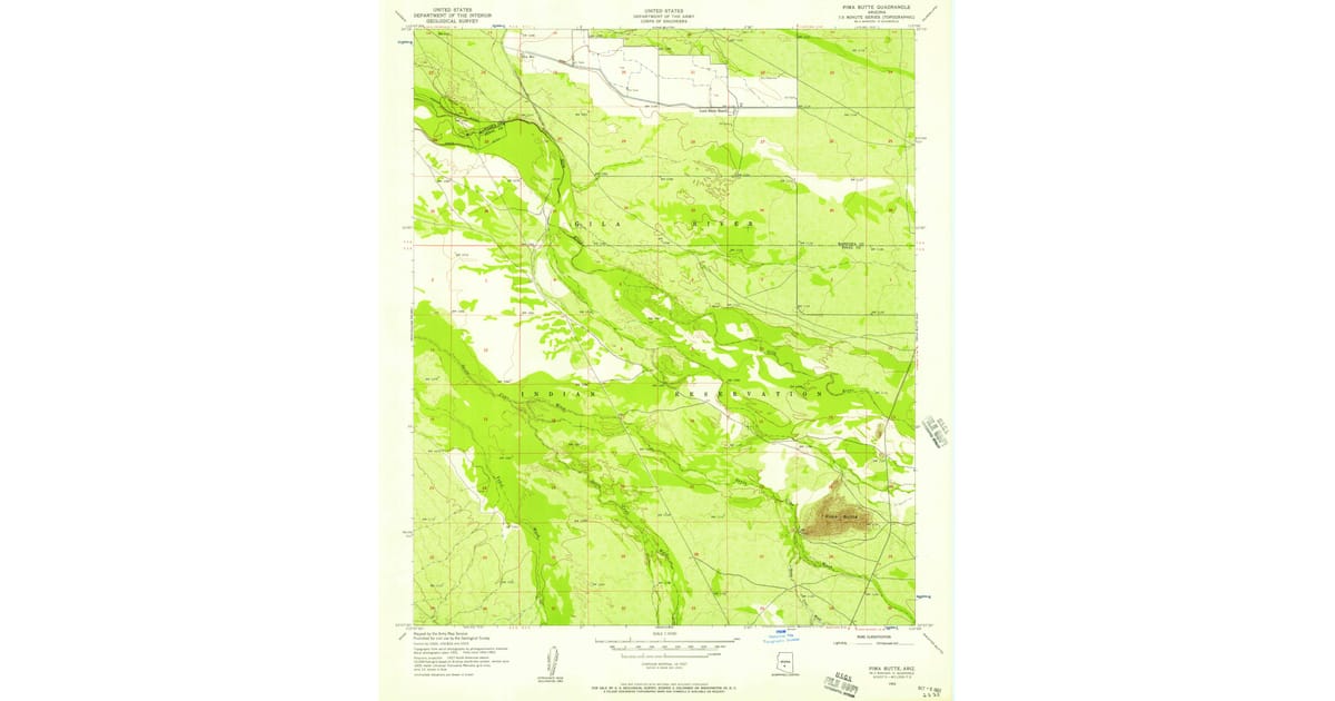 1952 Map of Pima Butte, Pinal County, AZ — High-Res | Pastmaps