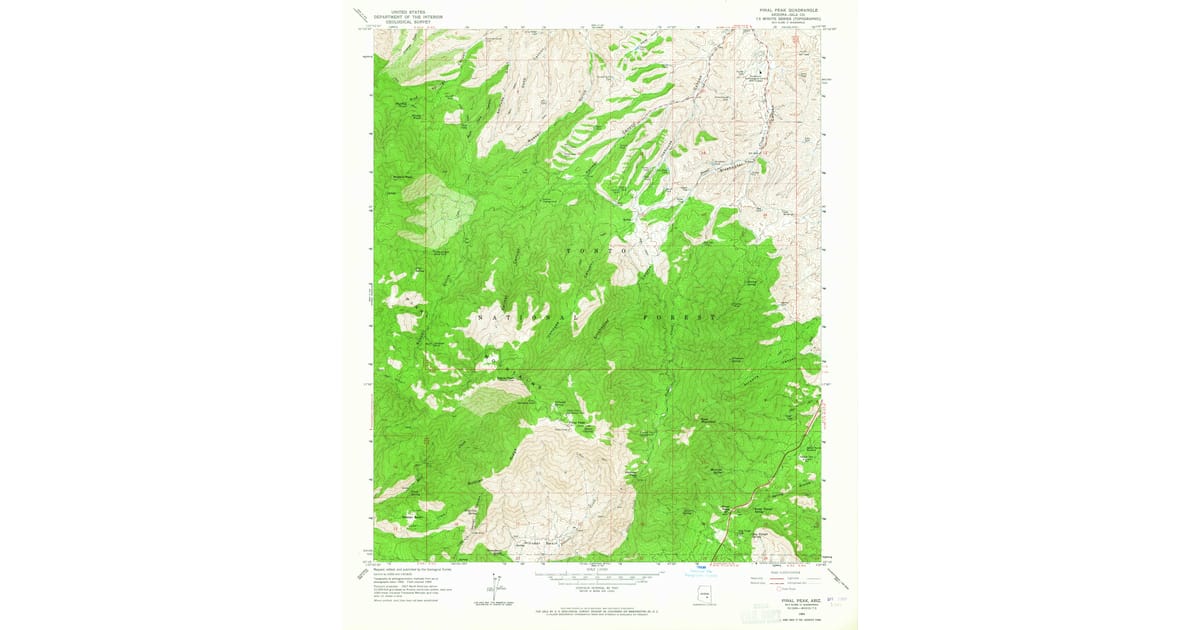 1964 Map of Pinal Peak, Gila County, AZ — High-Res | Pastmaps