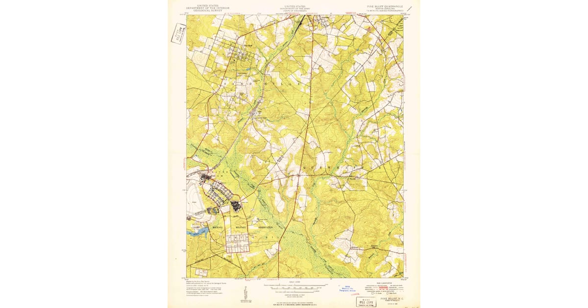 1950 Map of Pine Bluff, Moore County, NC — High-Res | Pastmaps