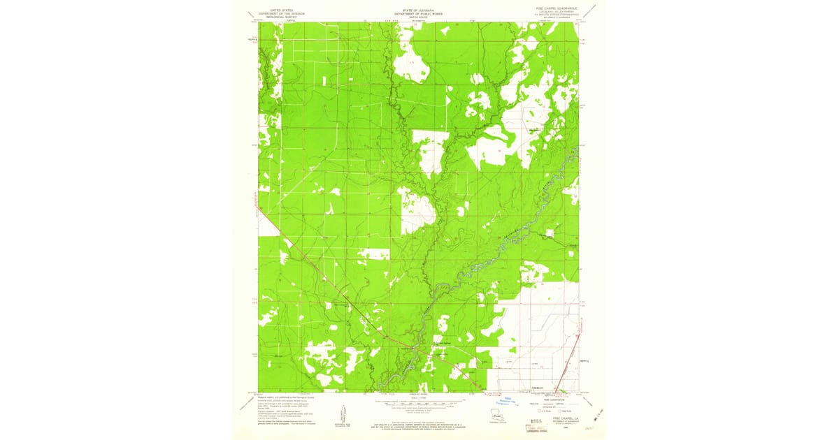 1960 Map of Pine Chapel, Allen Parish, LA — High-Res | Pastmaps