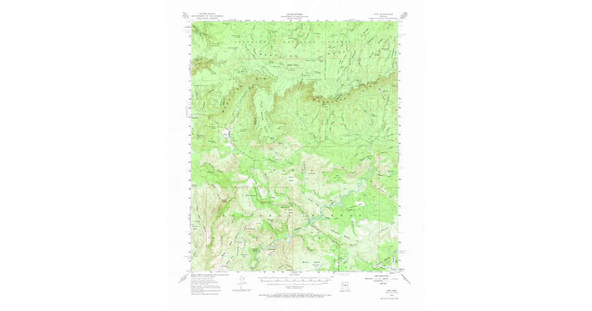 1952 Map of Pine, AZ — High-Res, 1973 Print | Pastmaps
