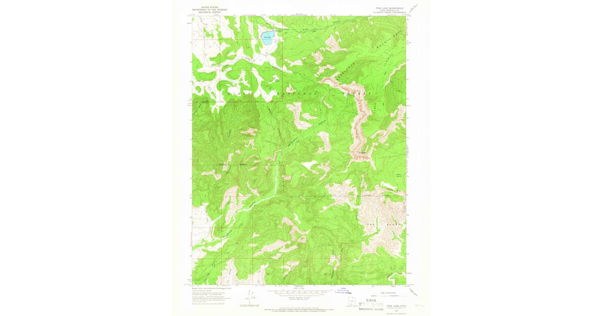 1964 Map of Pine Lake, Garfield County, UT — High-Res | Pastmaps