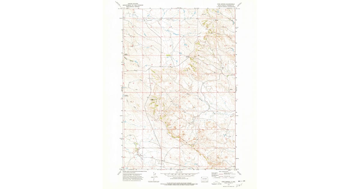 1974 Map of Pine Spring, Harding County, SD — High-Res | Pastmaps
