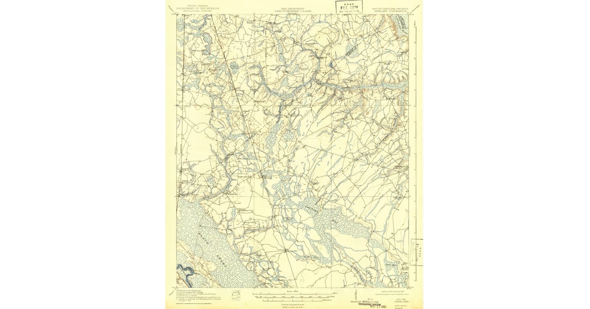 1919 Map of Pineland, Jasper County, SC — High-Res, 1942 Print | Pastmaps