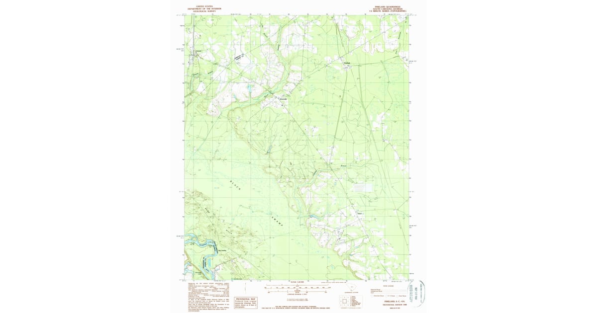 1988 Map of Pineland, Jasper County, SC — High-Res | Pastmaps