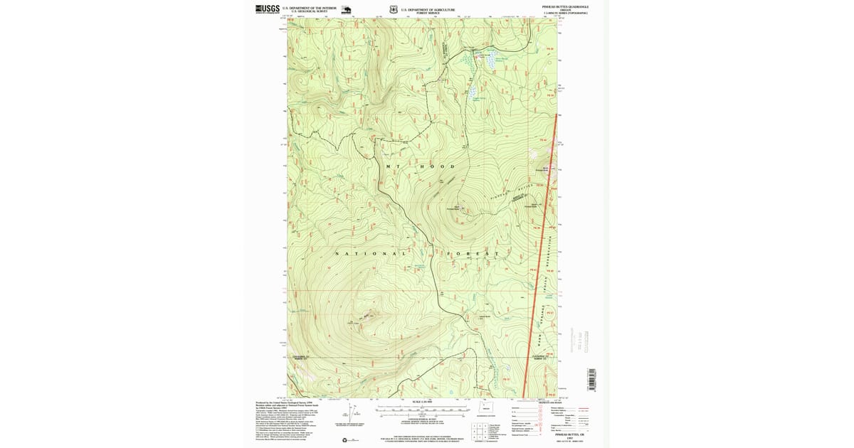 1997 Map of Pinhead Buttes, Clackamas County, OR — High-Res | Pastmaps