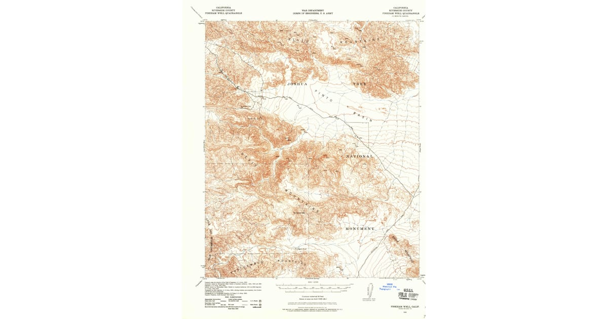 1943 Map of Pinkham Well, Riverside County, CA — High-Res | Pastmaps