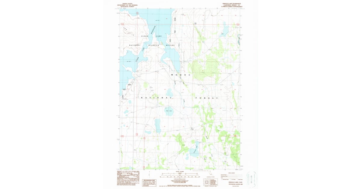 1988 Map of Pinnacle Lake, Modoc County, CA — High-Res | Pastmaps
