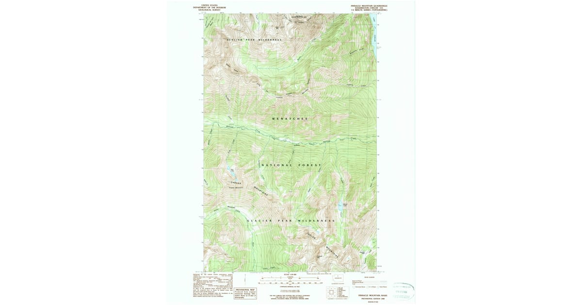 1988 Map of Pinnacle Mountain, Chelan County, WA — High-Res | Pastmaps