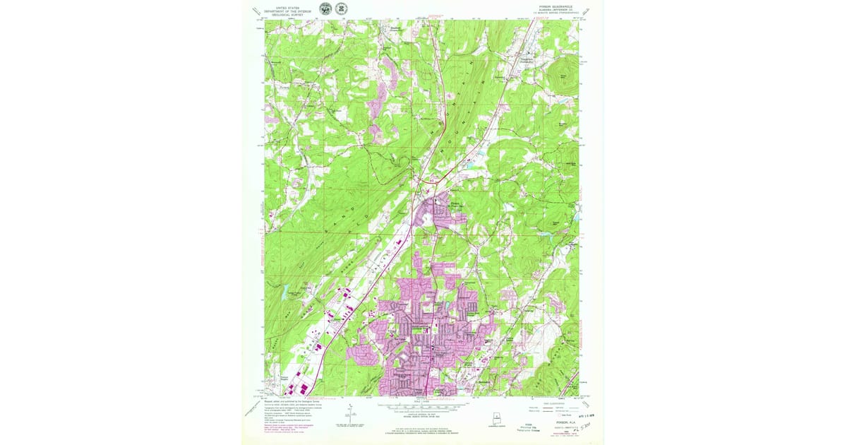 1959 Map of Pinson, AL — High-Res, 1979 Print | Pastmaps