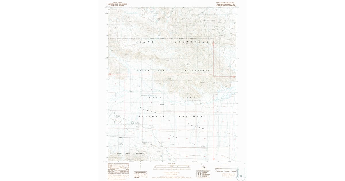 1986 Map of Pinto Mountain, Riverside County, CA — High-Res | Pastmaps