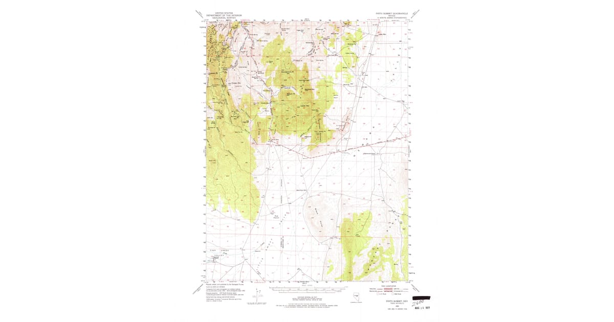 1953 Map of Pinto Summit, White Pine County, NV — High-Res, 1977 Print ...
