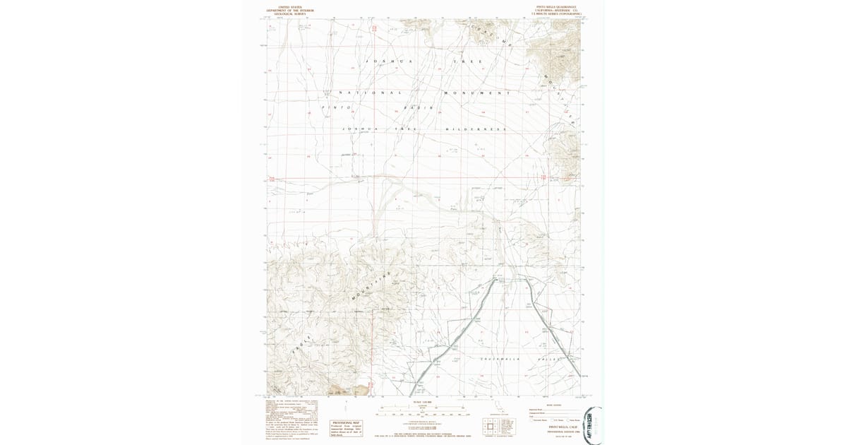 1986 Map of Pinto Wells, Riverside County, CA — High-Res | Pastmaps