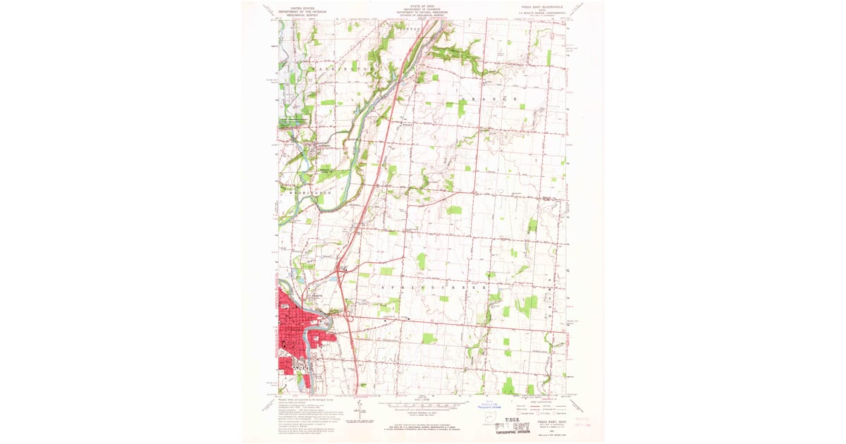 1961 Map of Piqua East, Miami County, OH — High-Res, 1968 Print | Pastmaps