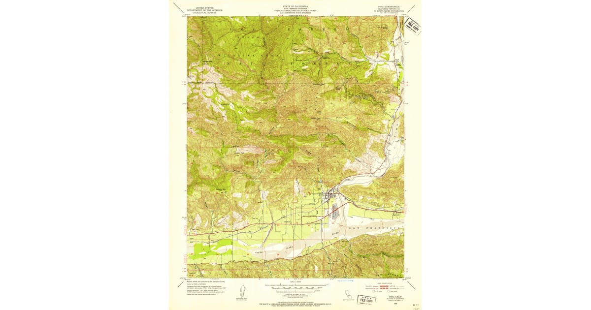 1952 Map of Piru, CA — High-Res, 1953 Print #2 | Pastmaps